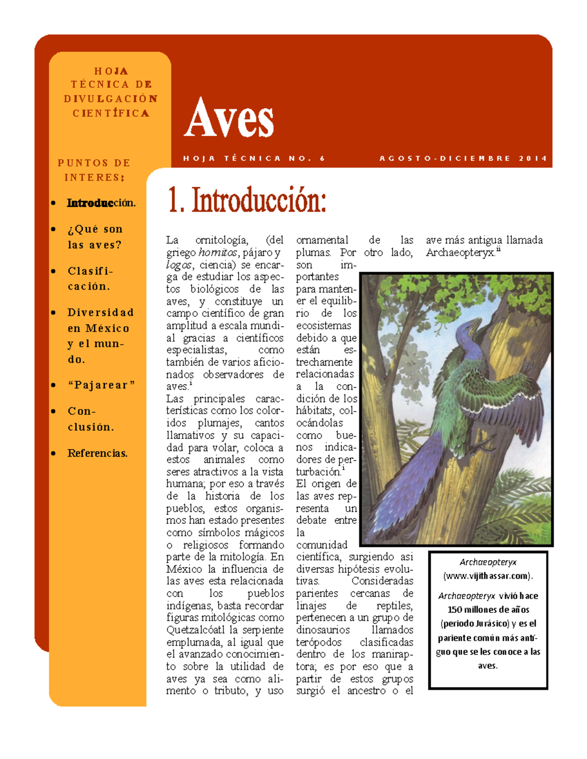 HOJA TÉCNICA NO. 6: AVES EN MÉXICO Y SU IMPORTANCIA ECOLÓGICA - Studocu