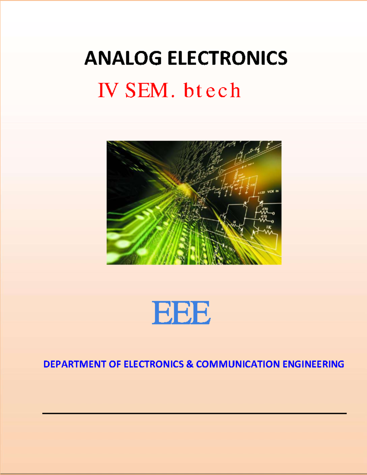 Analog Electronics IV Sem (R18A0401) Lecture Notes - Studocu