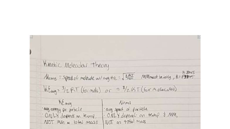 Thermochemistry Notes 83MS: Kinetic Molecular Theory Insights - Studocu