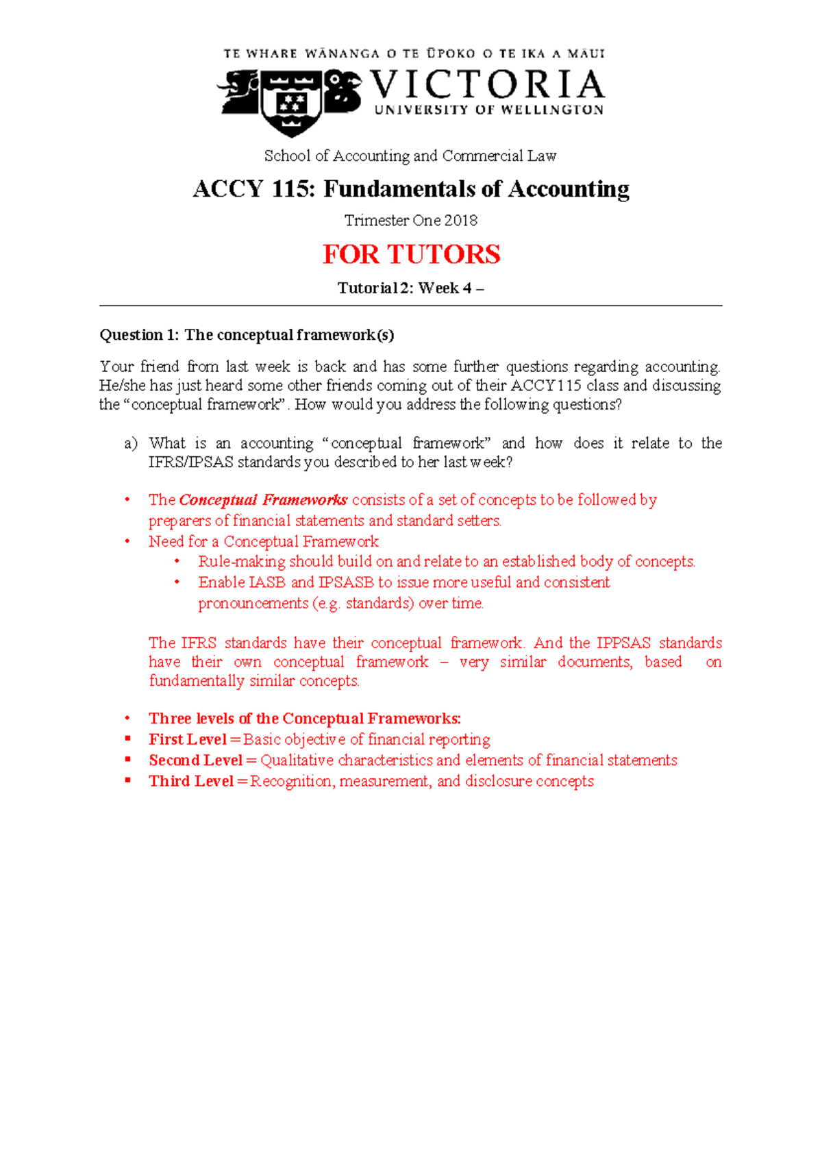 ACCY 115 Tutorial 2: Conceptual Frameworks & Financial Reporting ...