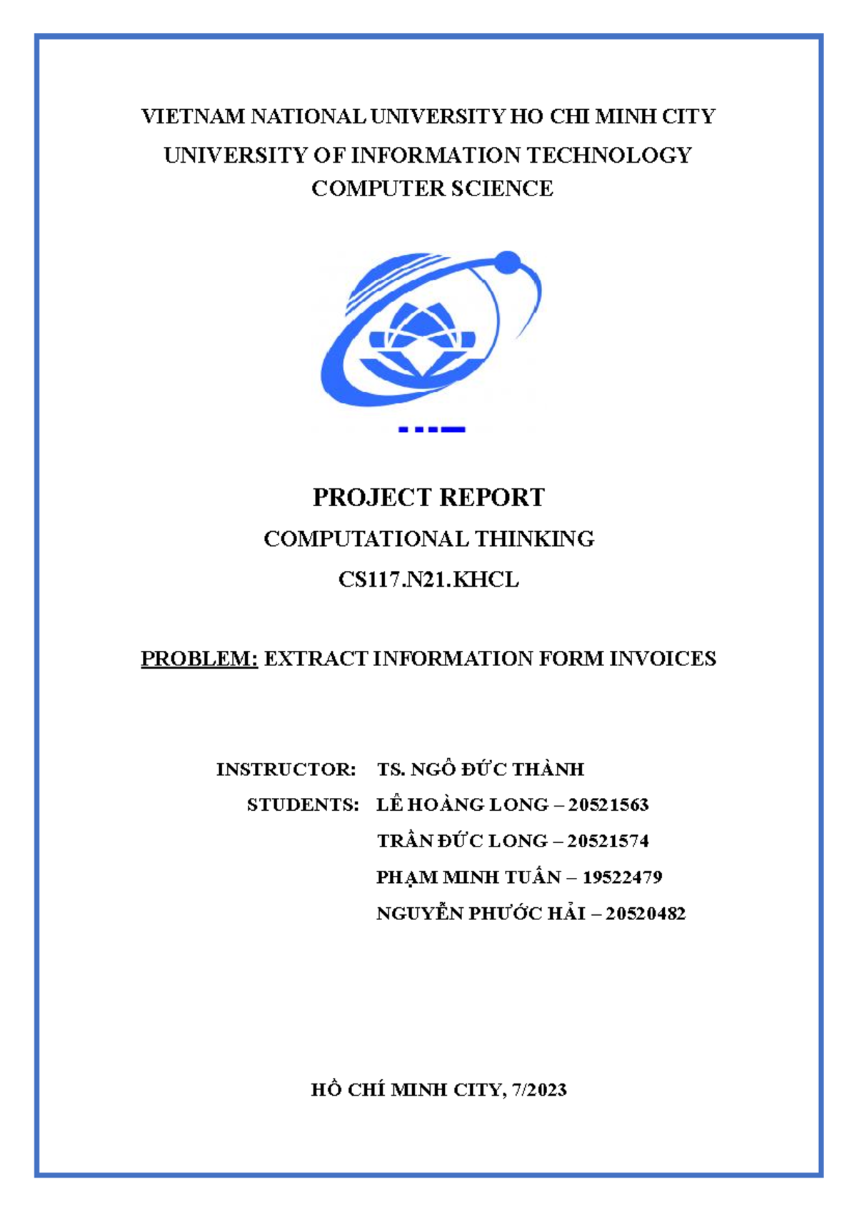 Project-CT-Cuối-Kì - kdfgkdfgkdgfhk - VIETNAM NATIONAL UNIVERSITY HO CHI MINH CITY UNIVERSITY OF ...