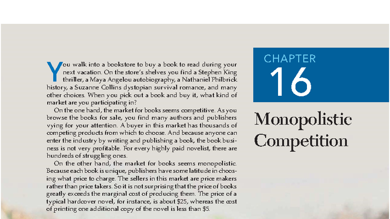CHAPTER 16: Monopolistic Competition Analysis and Insights - Studocu