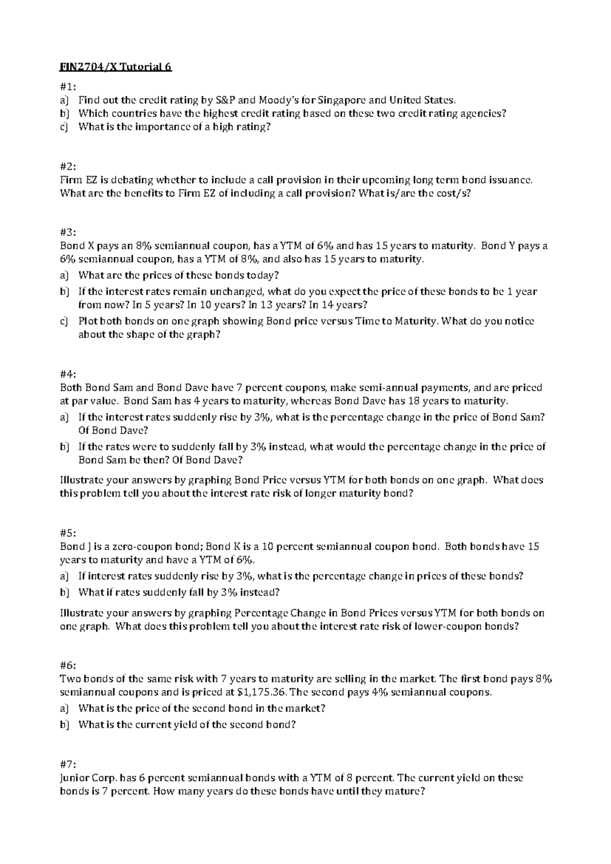 FIN2704 AY22-23 Sem 1 Tutorial 6 Questions - **FIN2704/X Tutorial 6 ...