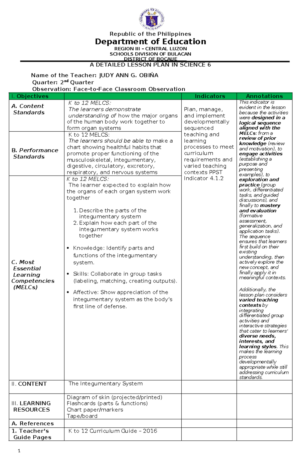 New Final DLP in Science 6: Understanding the Integumentary System ...