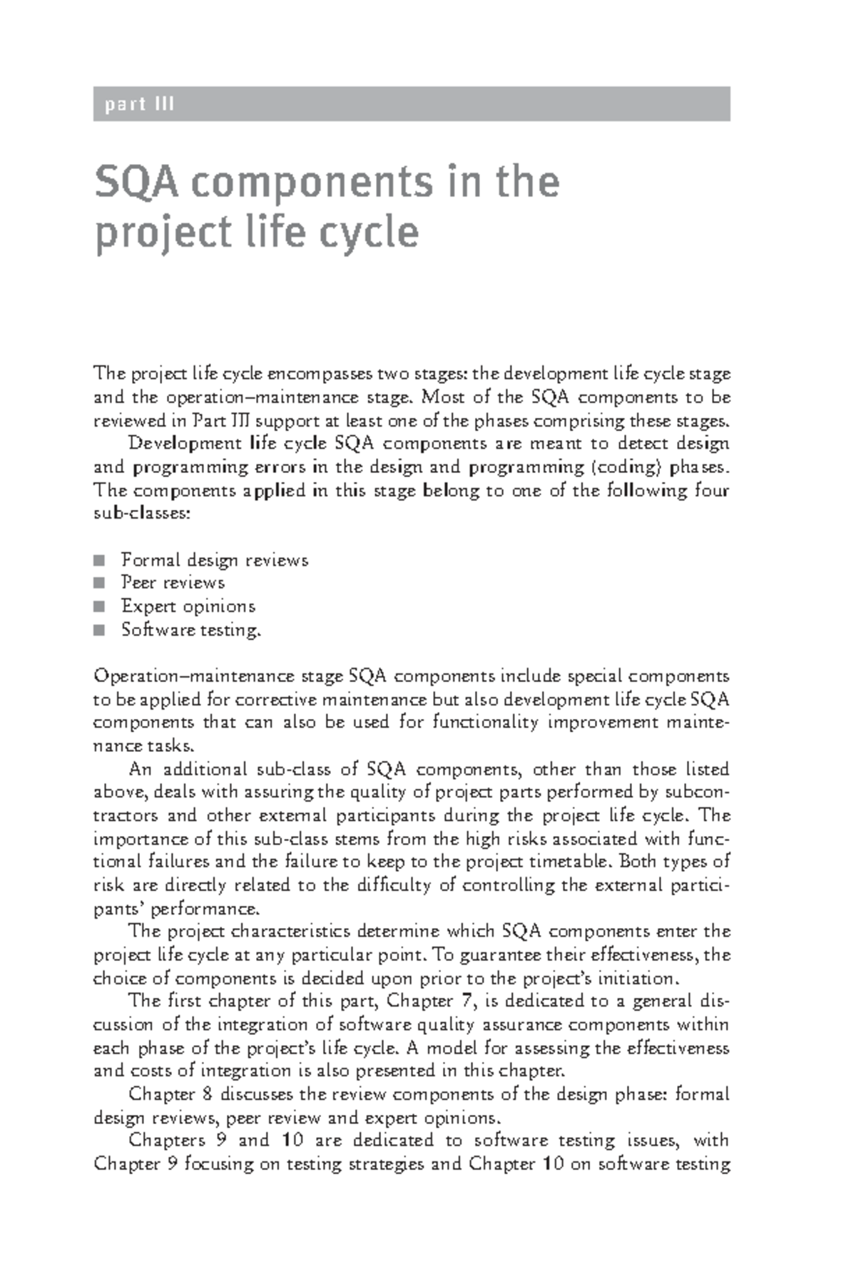 SQA Components in the Project Life Cycle: Module 2 Notes - Studocu