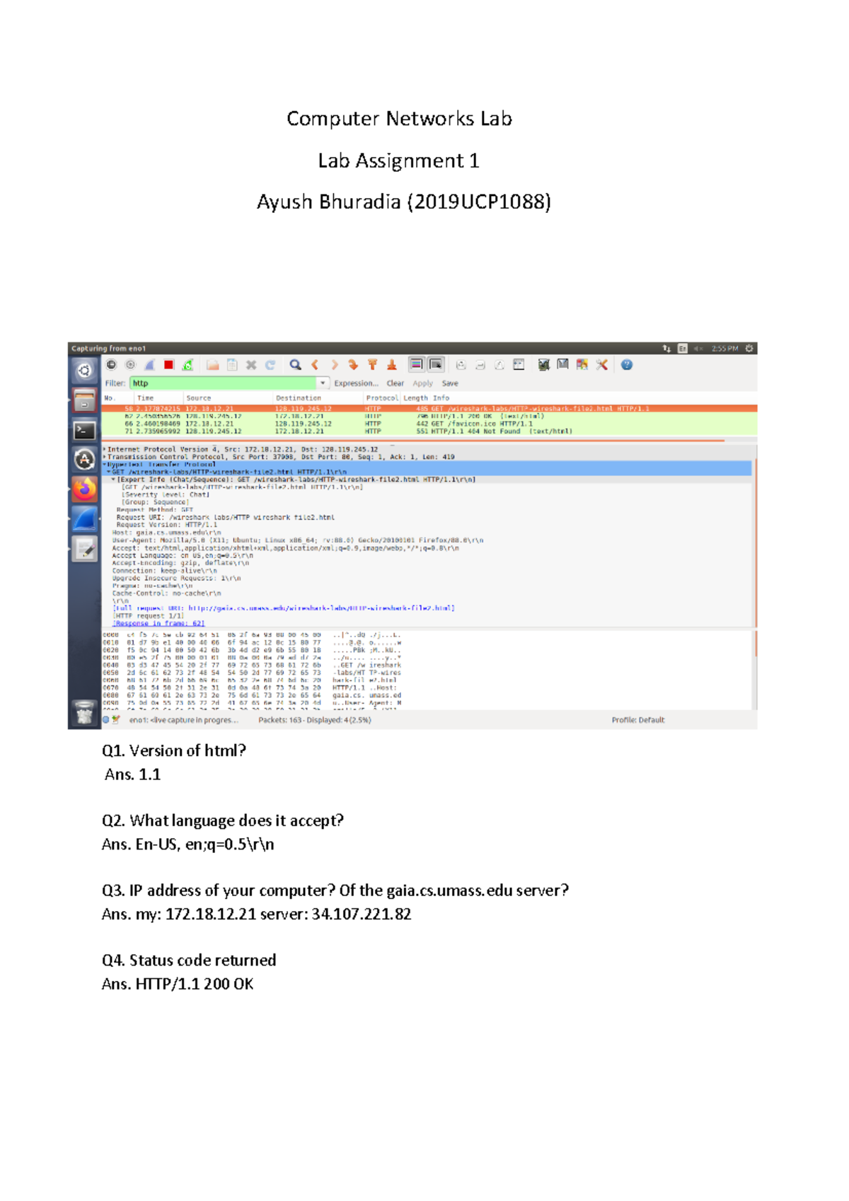 Wireshark assignment - Basic Understanding of wireshark and some ...