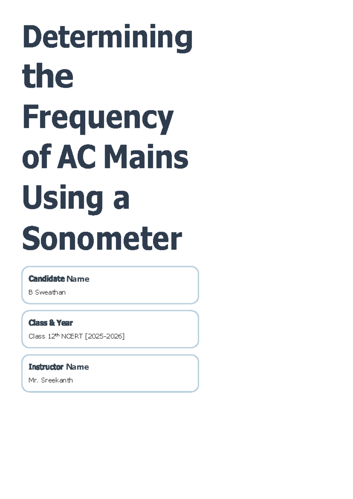 Determining AC Mains Frequency via Sonometer Experiment - Class 12 ...