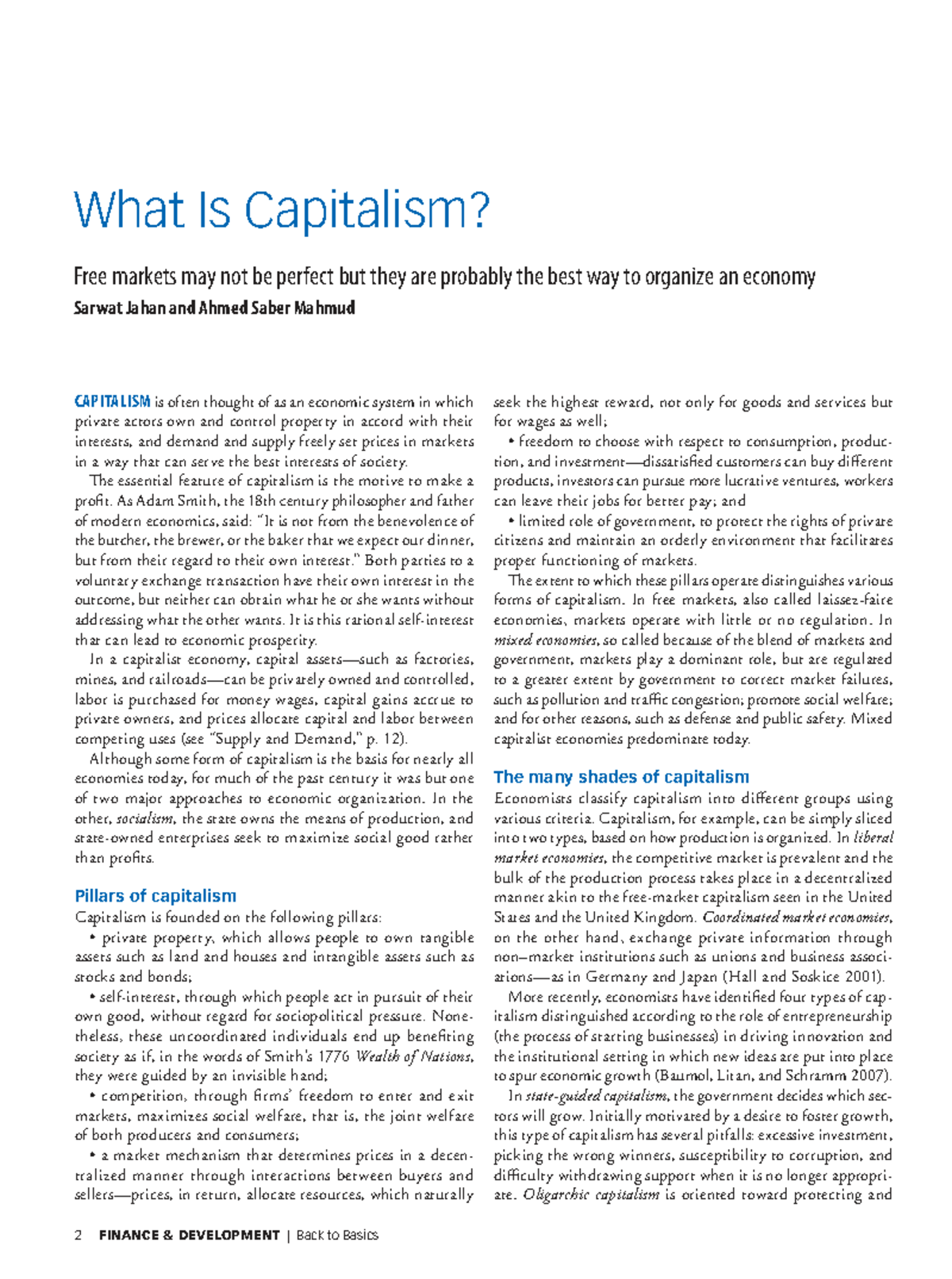 Capitalism Explored: Key Concepts and Economic Theories (FIN 101) - Studocu