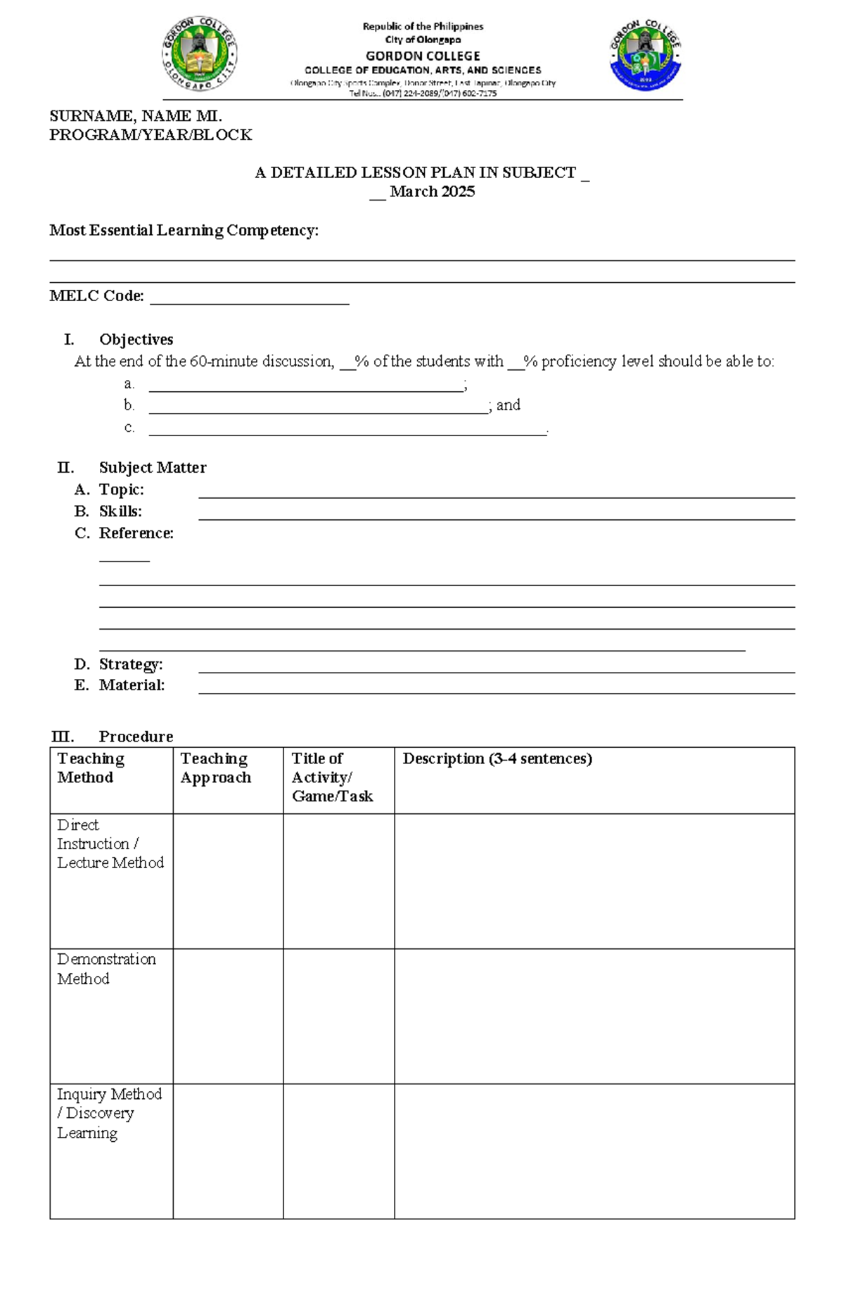 Finals Learning TASK 1 Learning Matrix - SURNAME, NAME MI. PROGRAM/YEAR/BLOCK A DETAILED LESSON ...