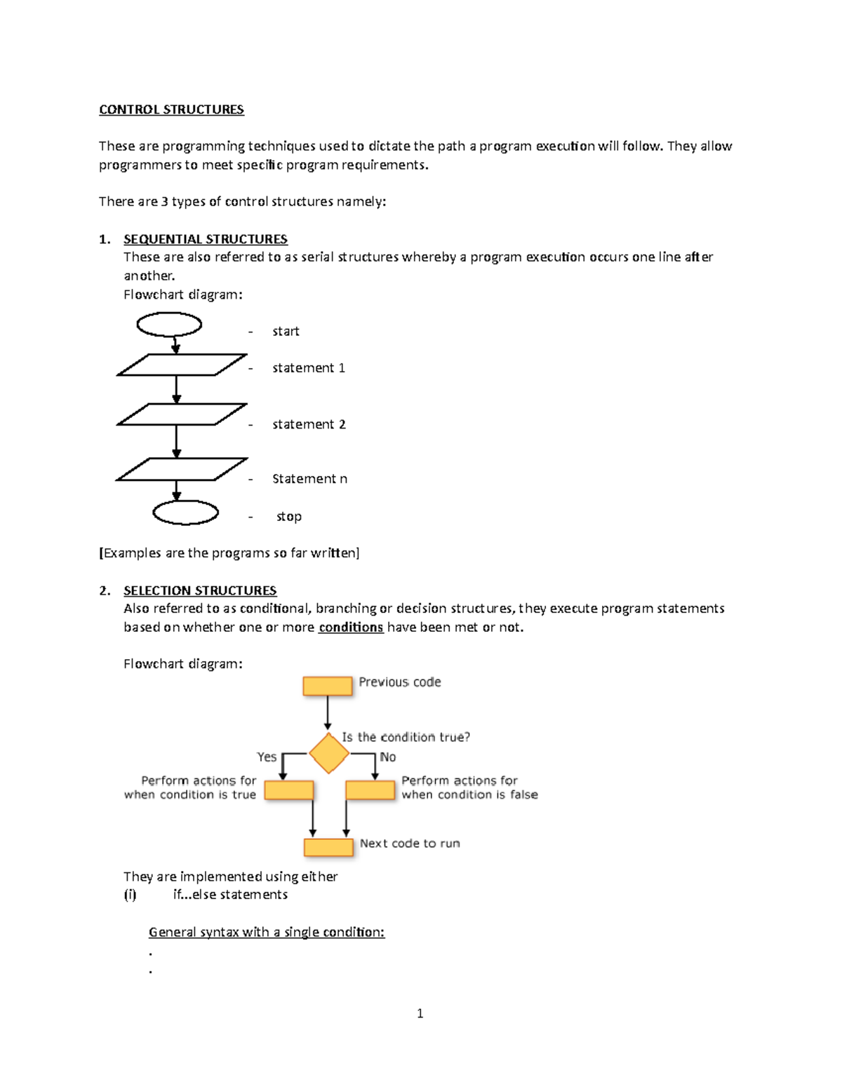 Control structures-Javascript - CONTROL STRUCTURES These are ...