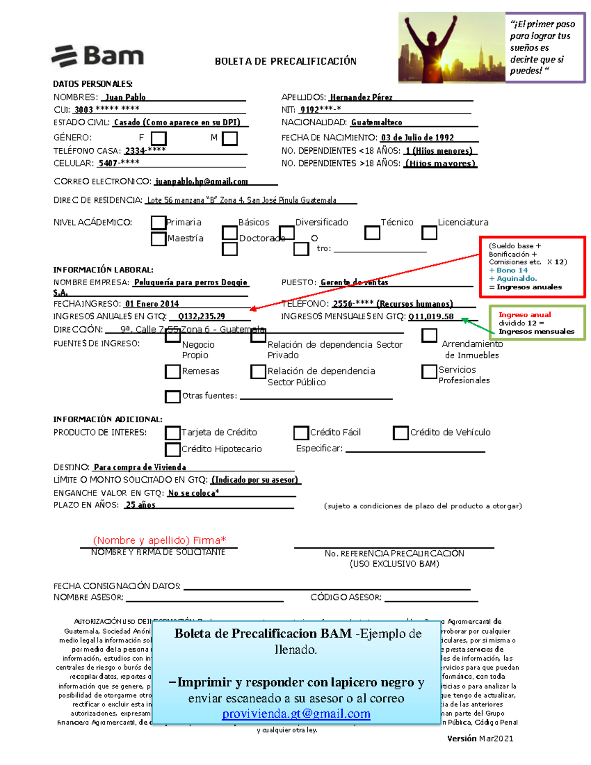 Boleta de Precalificación Ejemplo - BAM - Studocu