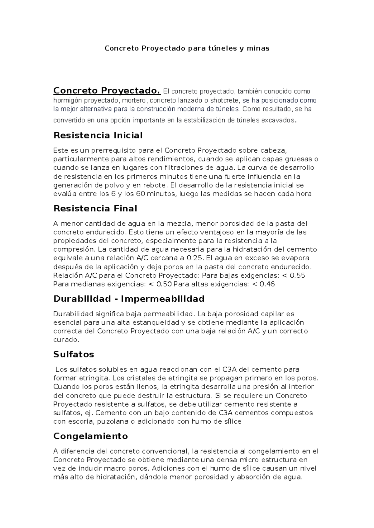 Concreto Proyectado para Túneles y Minas: Propiedades y Aplicaciones ...