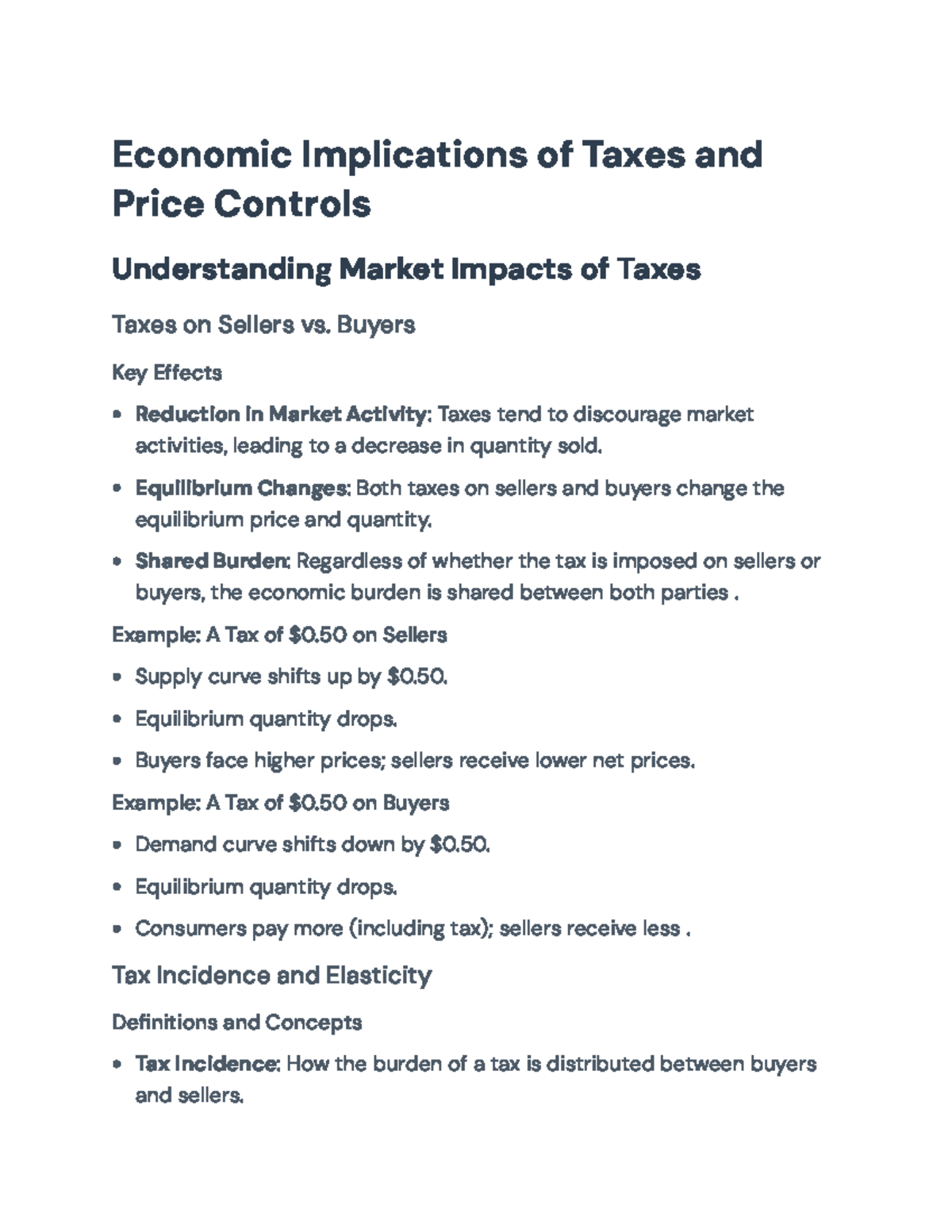 Economic Implications of Taxes and Price Controls: Market Analysis - Economic Implications of ...