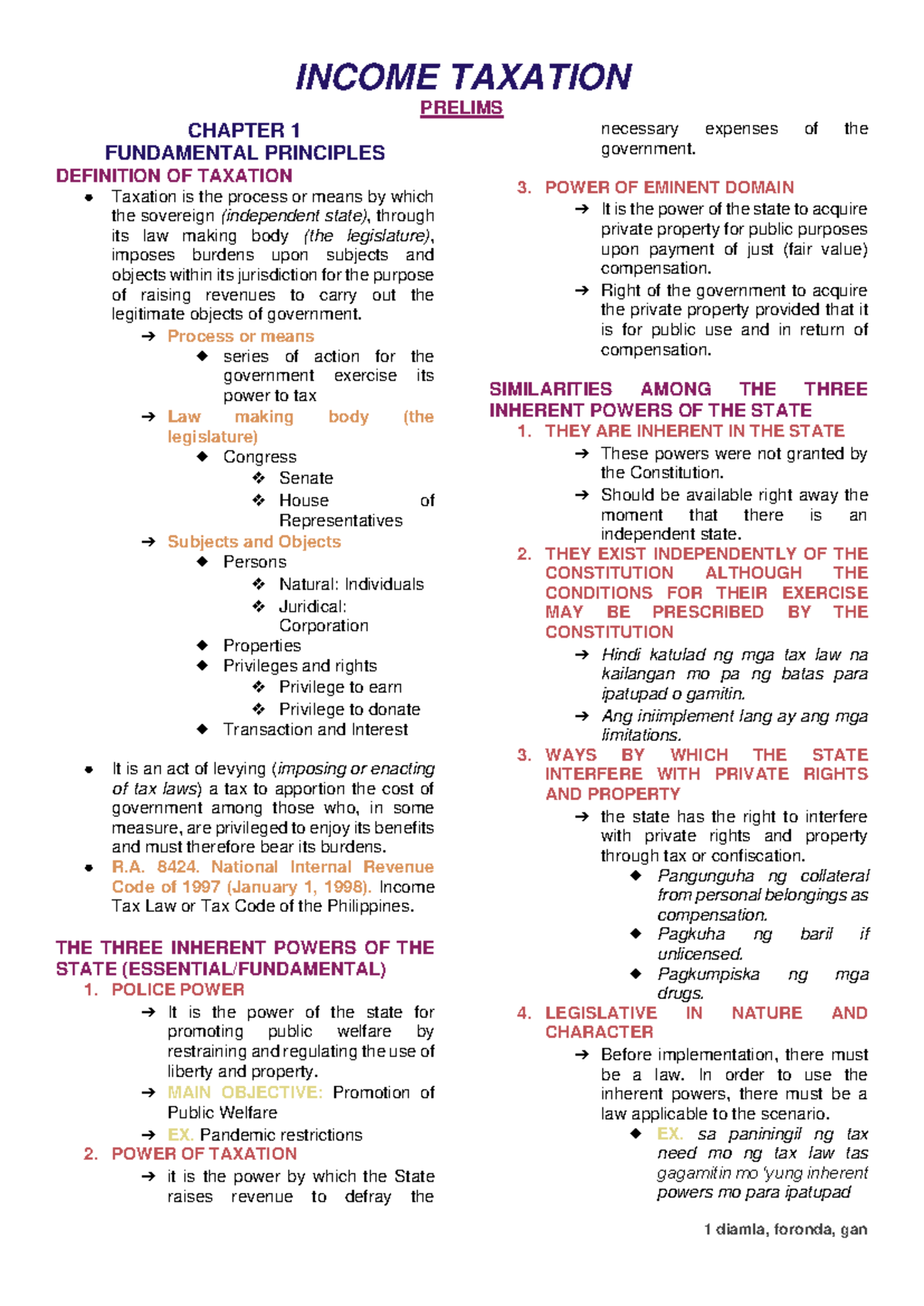Income Tax Prelims - Lecture Notes on Fundamental Principles - Studocu