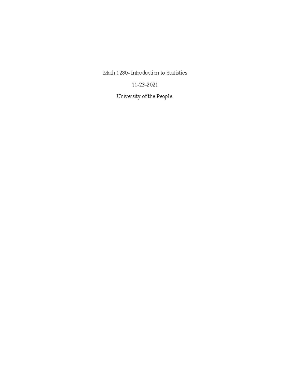 Math 1280- Introduction to Statistics - Math 1280- Introduction to ...