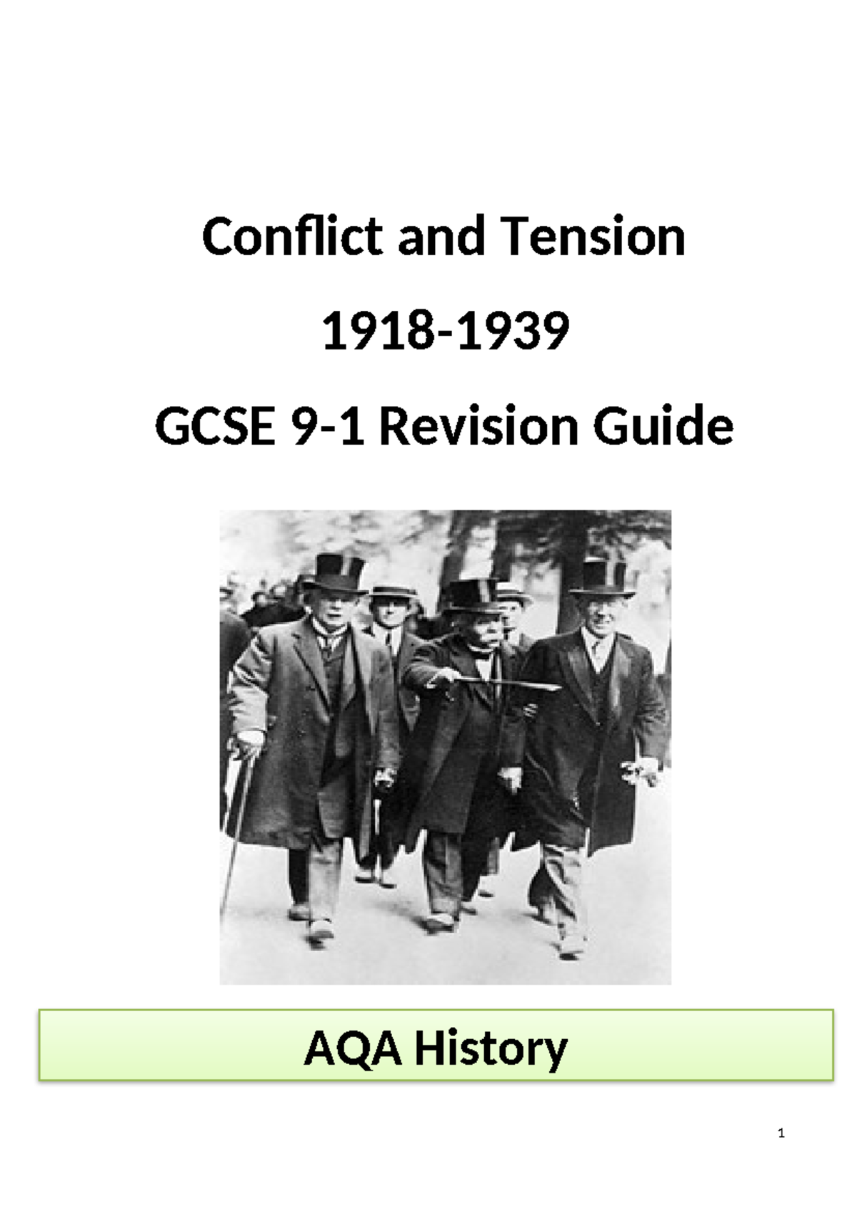 Conflict and Tension Notes: AQA GCSE 1918-1939 Revision Guide - Studocu