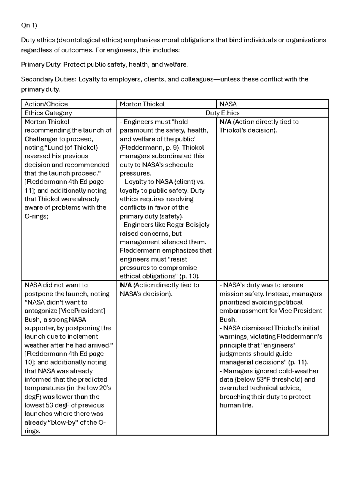 Duty Ethics in Engineering: Analyzing the Challenger Disaster (ENGR 101 ...