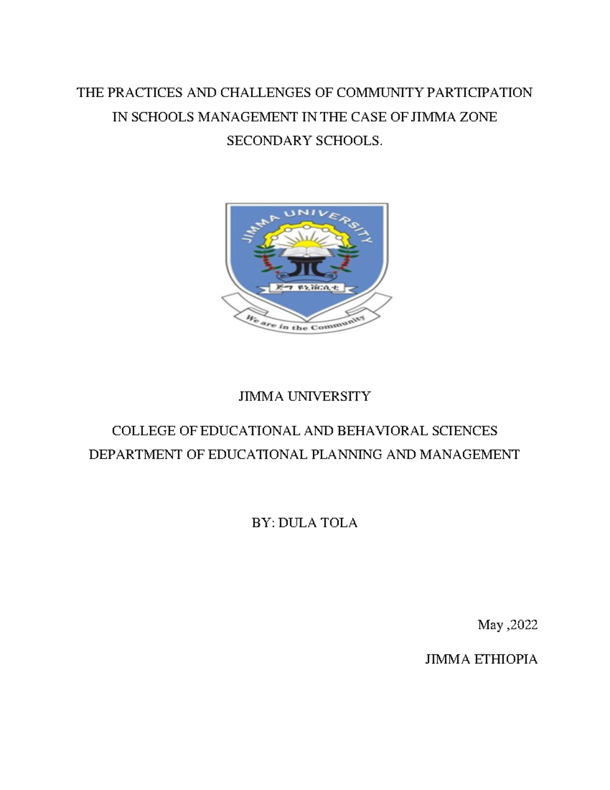 Challenges and Practices of Community Participation in School Mgmt ...