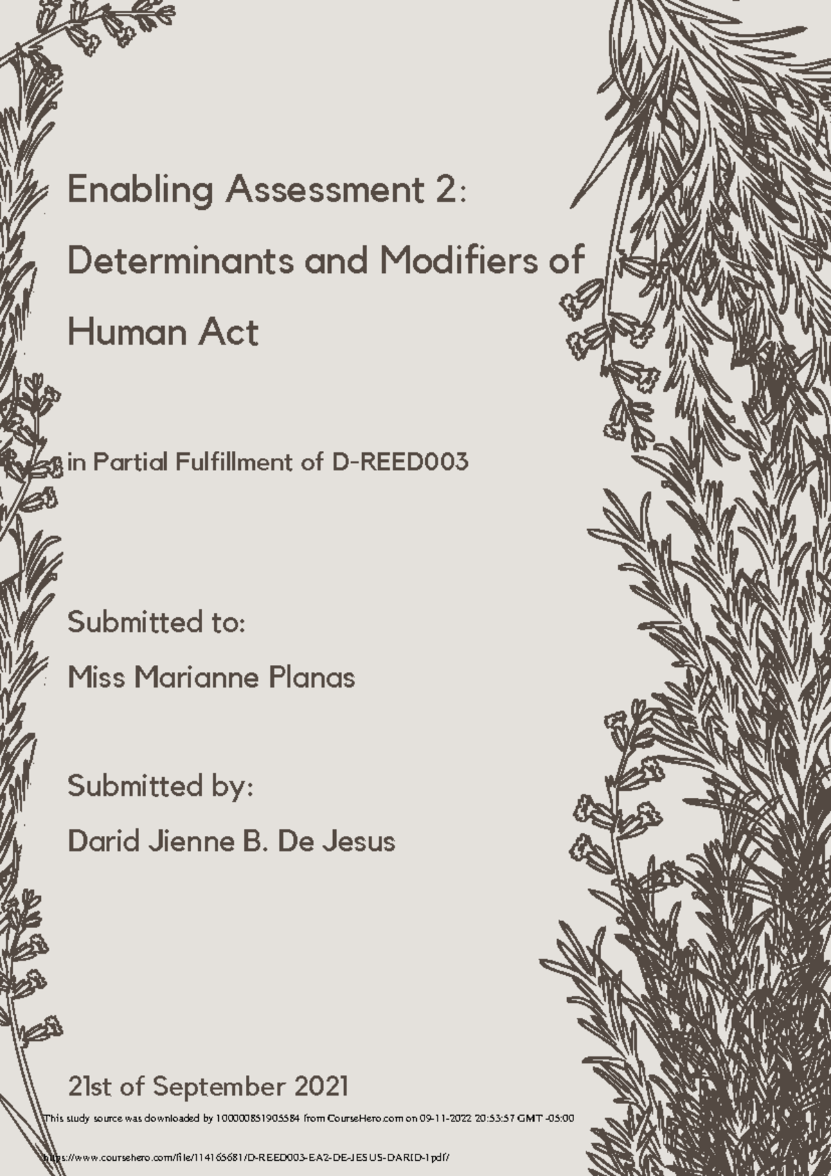 D REED003 EA2 DE Jesus Darid 1 - Enabling Assessment 2: Determinants ...