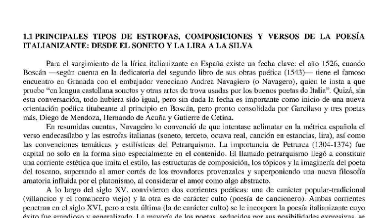 1.1 Tipos de Estrofas y Composiciones en Poesía Italianizante - Studocu