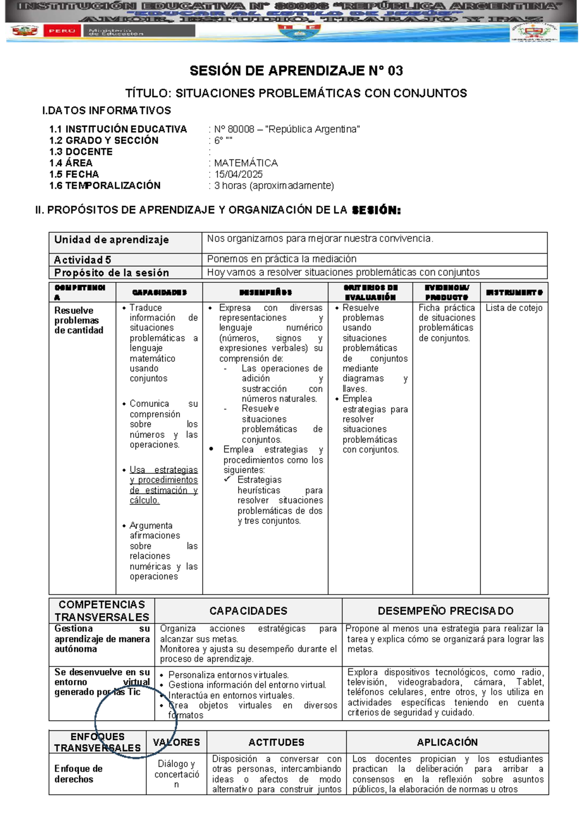 Sesión 3 Matemática - Resolución de Problemas con Conjuntos - Studocu