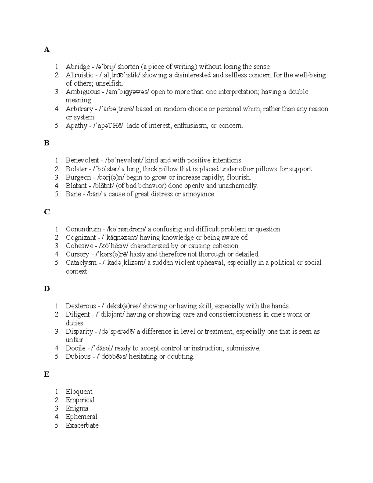 Dictionary - reviewer - A Abridge - /ə brij/ shorten (a piece of ...