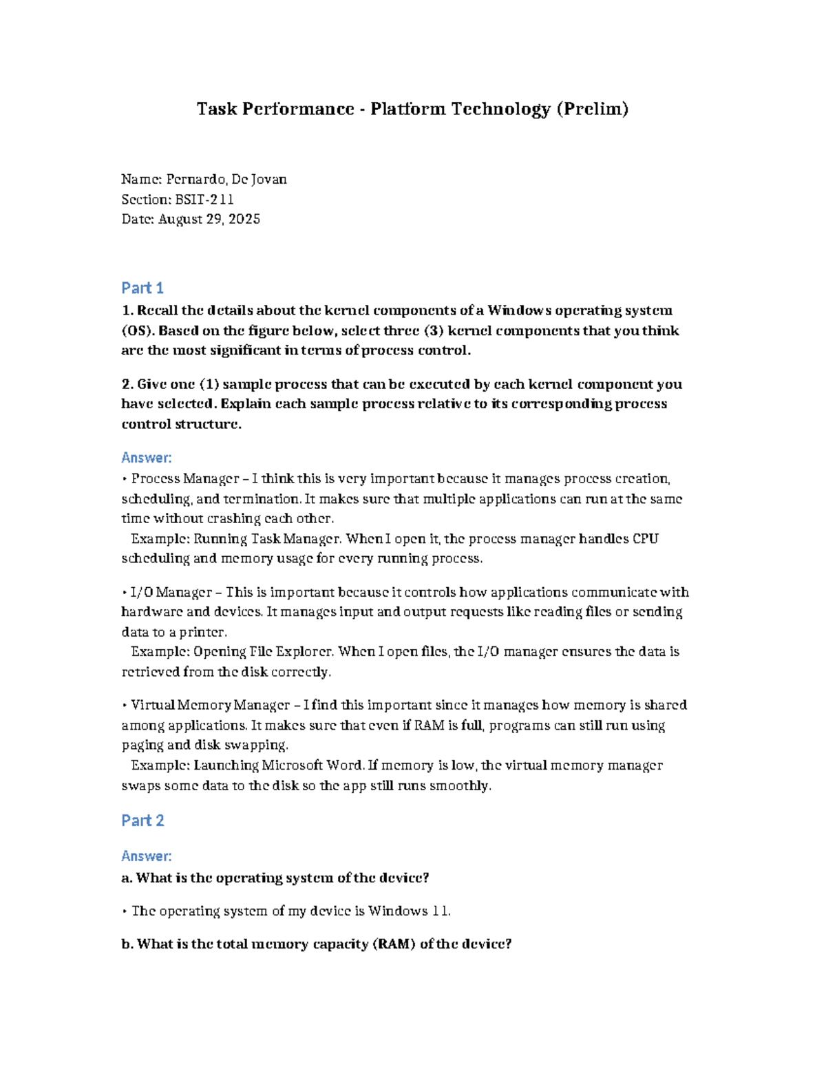 Task Performance Platform Technology (CS101 Prelim) - Studocu