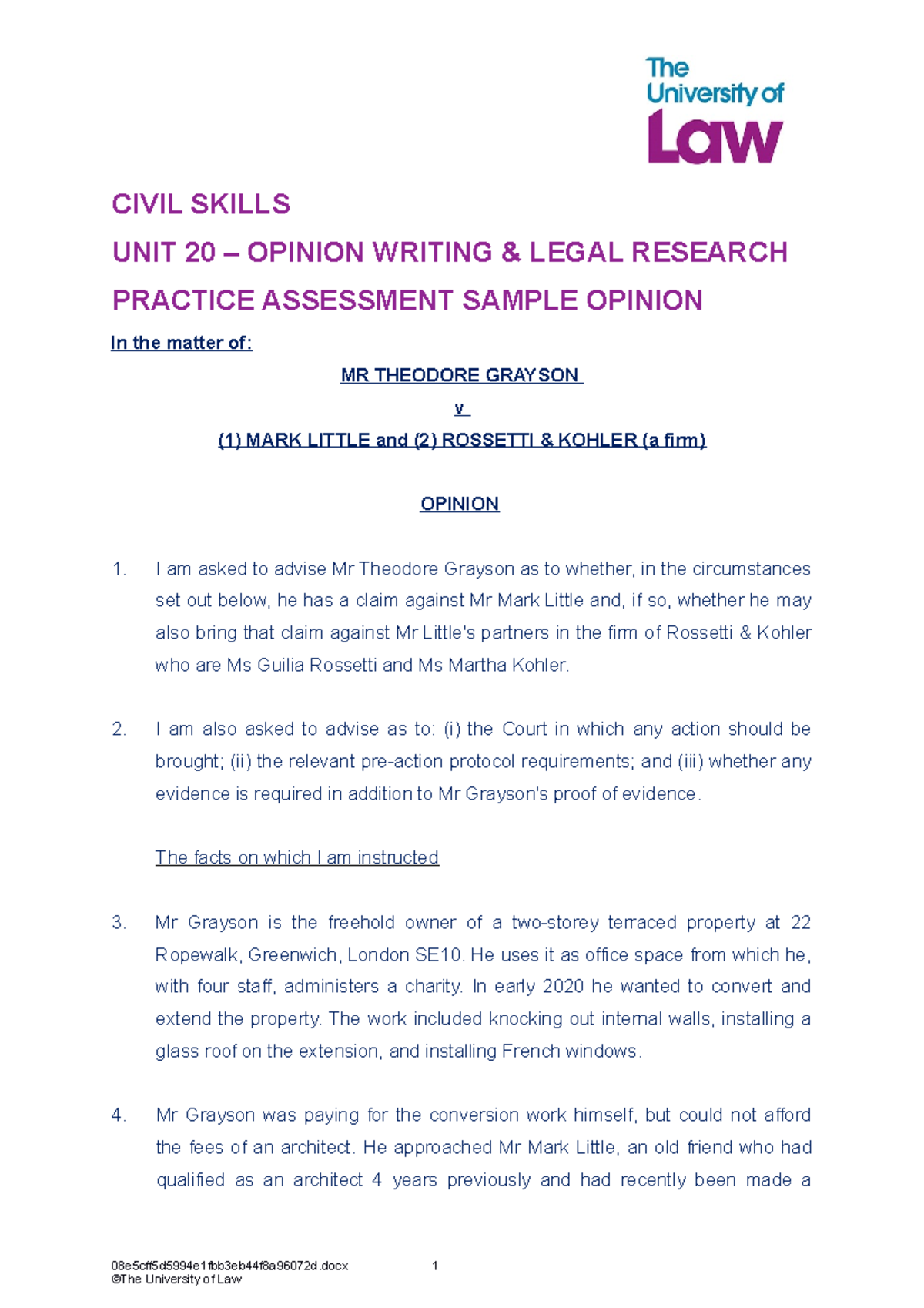 Practice assessment sample - CIVIL SKILLS UNIT 20 – OPINION WRITING ...