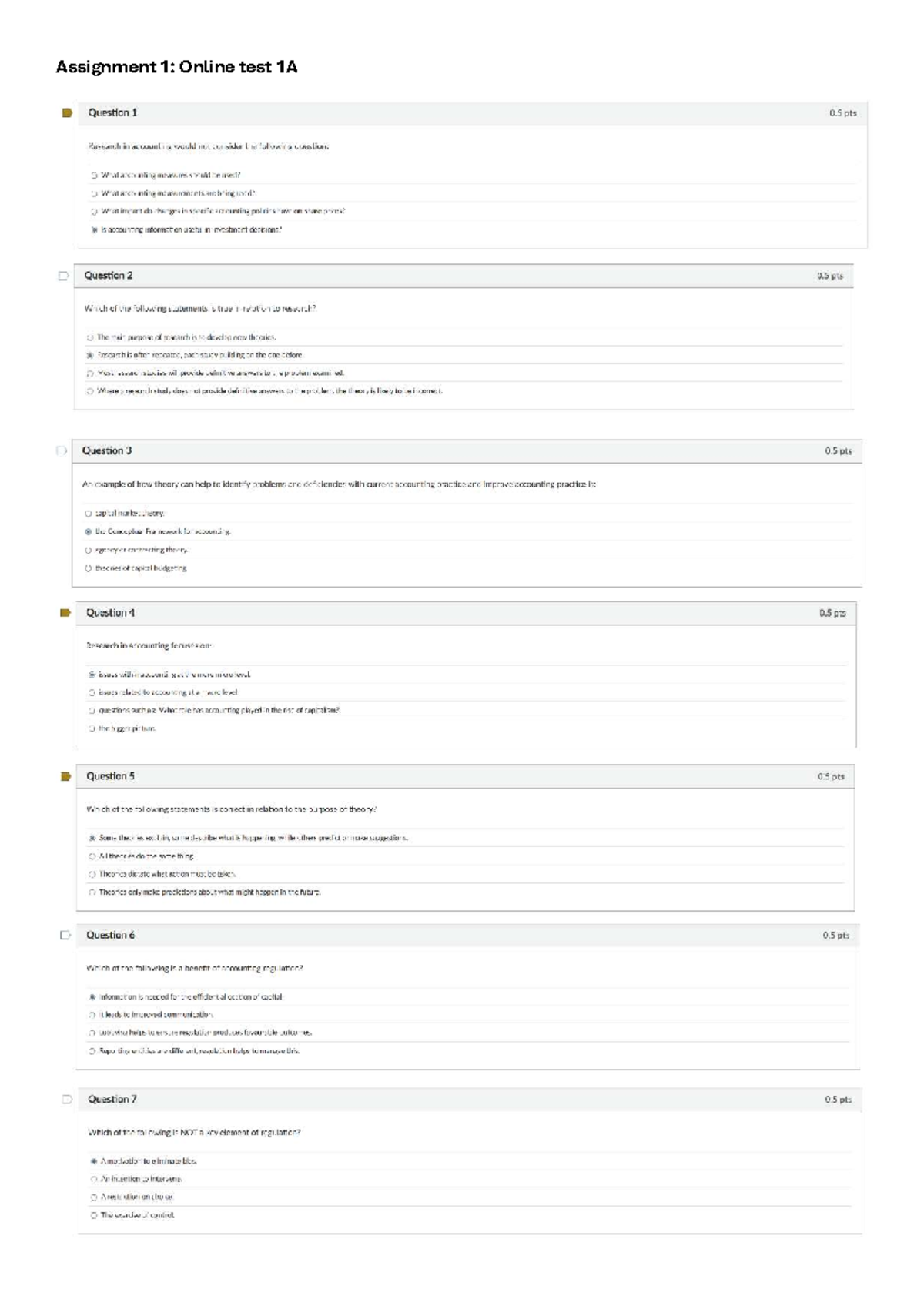 Assignment 1: Online Test 1A - Accounting Research Questions - Studocu