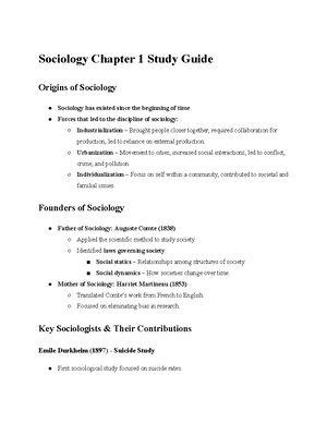 Comprehensive Study Guide: Introduction to Sociology (SOC101 ...