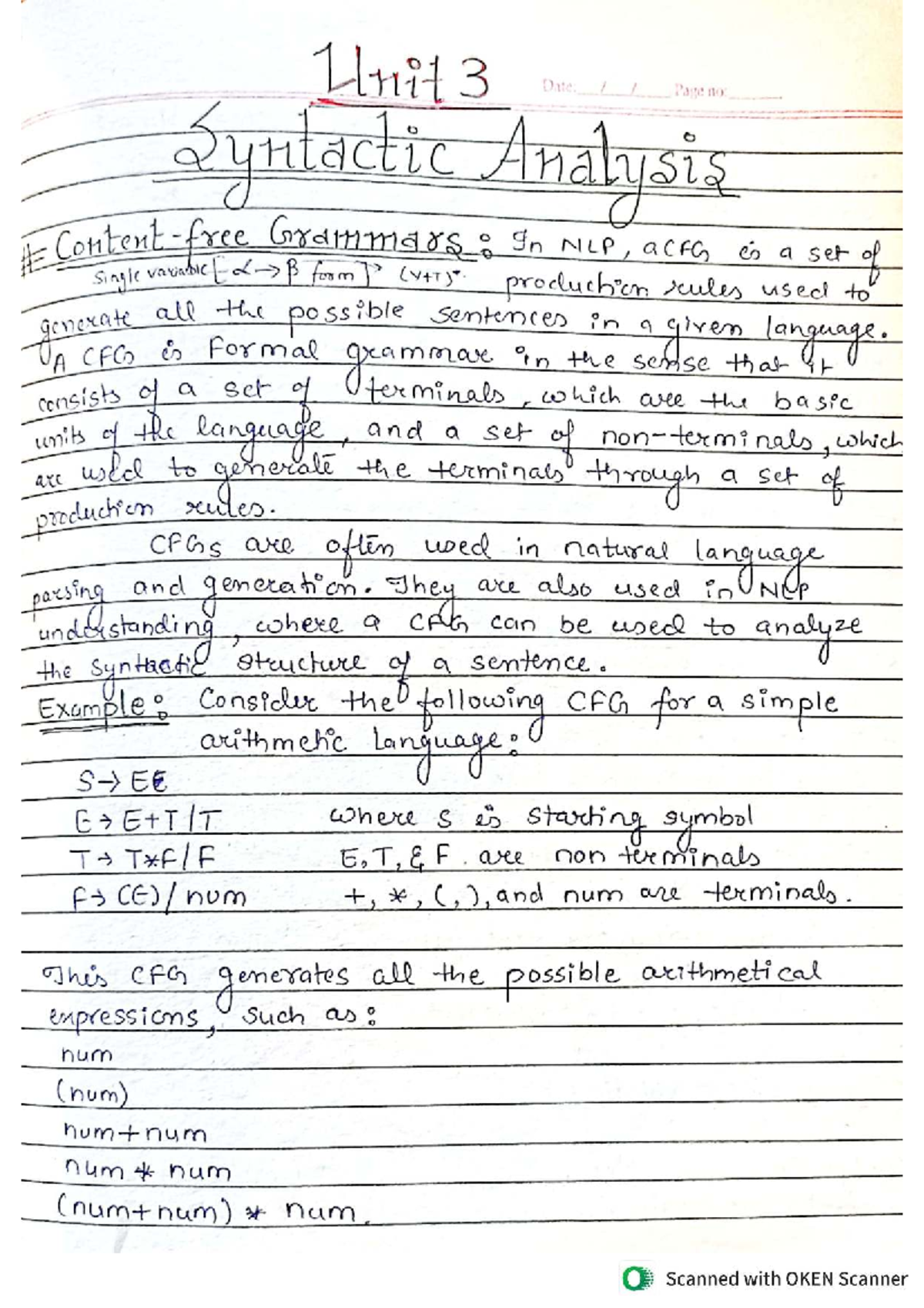 NLP 5th Sem Unit 3 Notes: Syntactic Analysis & Grammars - Studocu