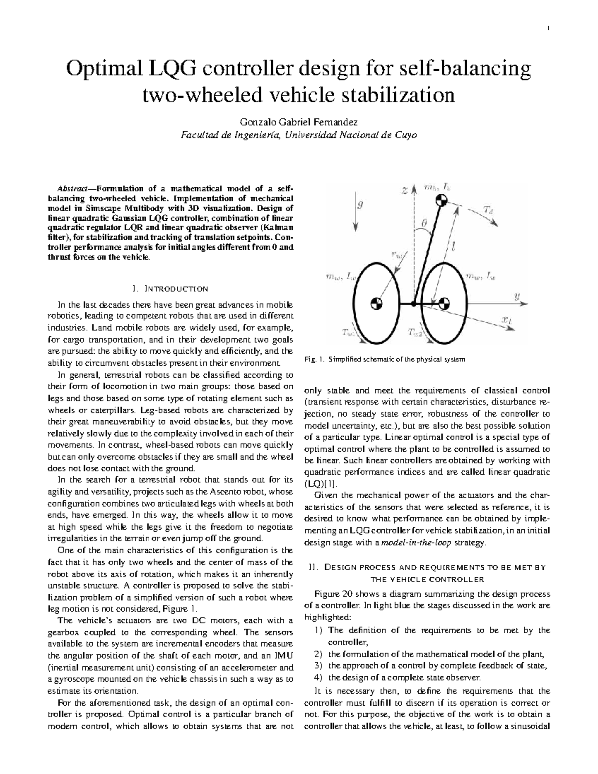 Self-Balancing Vehicle LQG Controller Design and Analysis - Studocu