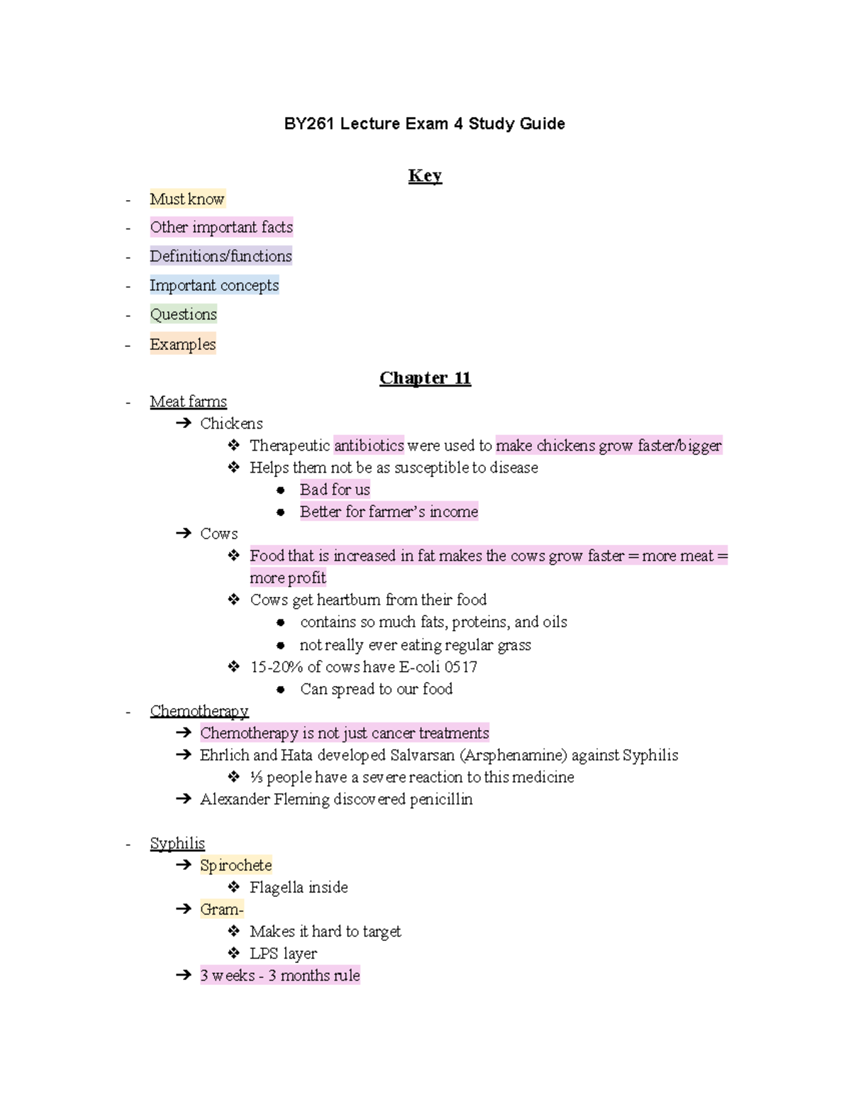 BY261 Lecture Exam 4 Study Guide - Studocu