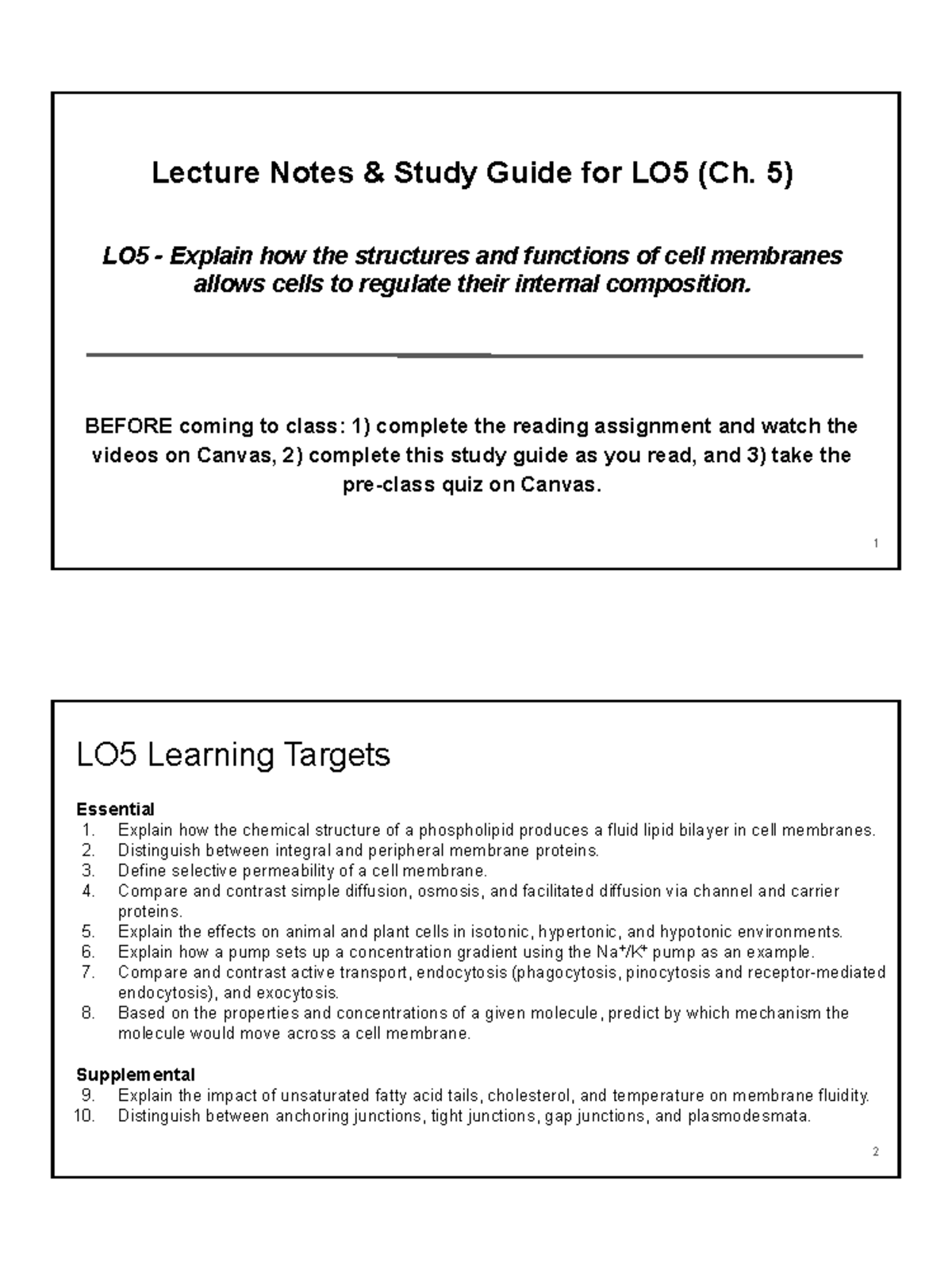 LO5 Study Guide: Understanding Cell Membrane Structure & Function - Studocu