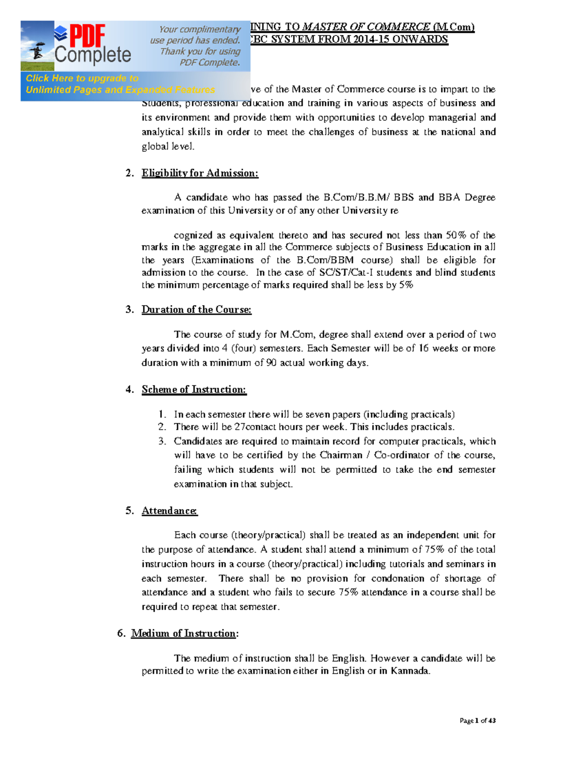 M-Com Syllabus (Master of Commerce) Regulations & Course Details - Studocu