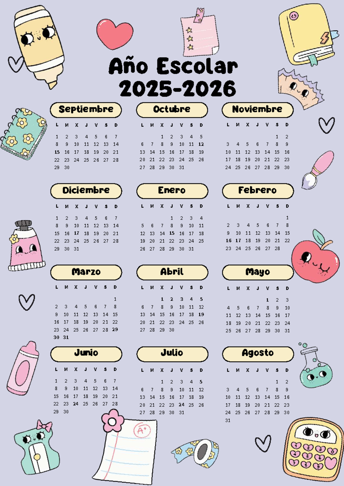 Calendario Escolar 2025-2026: Fechas y Días Importantes - Studocu