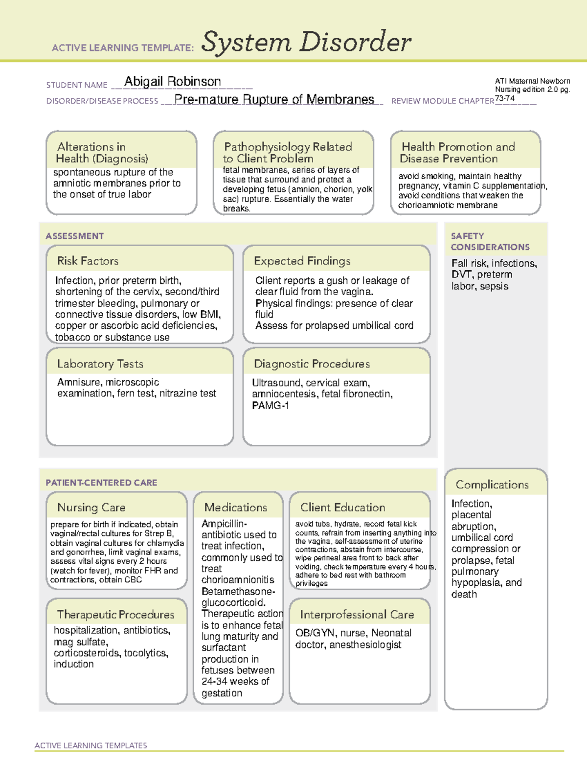 ATI System Disorder Active Learning Template Guide - Studocu