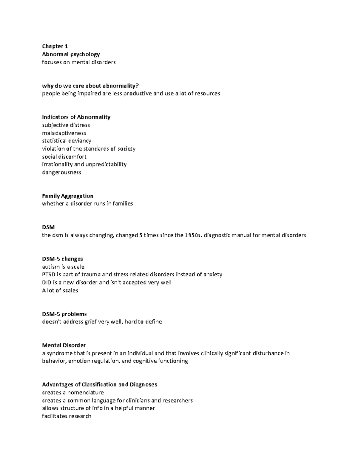 Abnormal Psychology (Abpsy) Chapters 1-5 Study Guide - Studocu