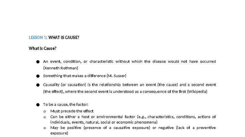 Module 6 Lesson 1: Understanding Causality in Biostatistics - Studocu