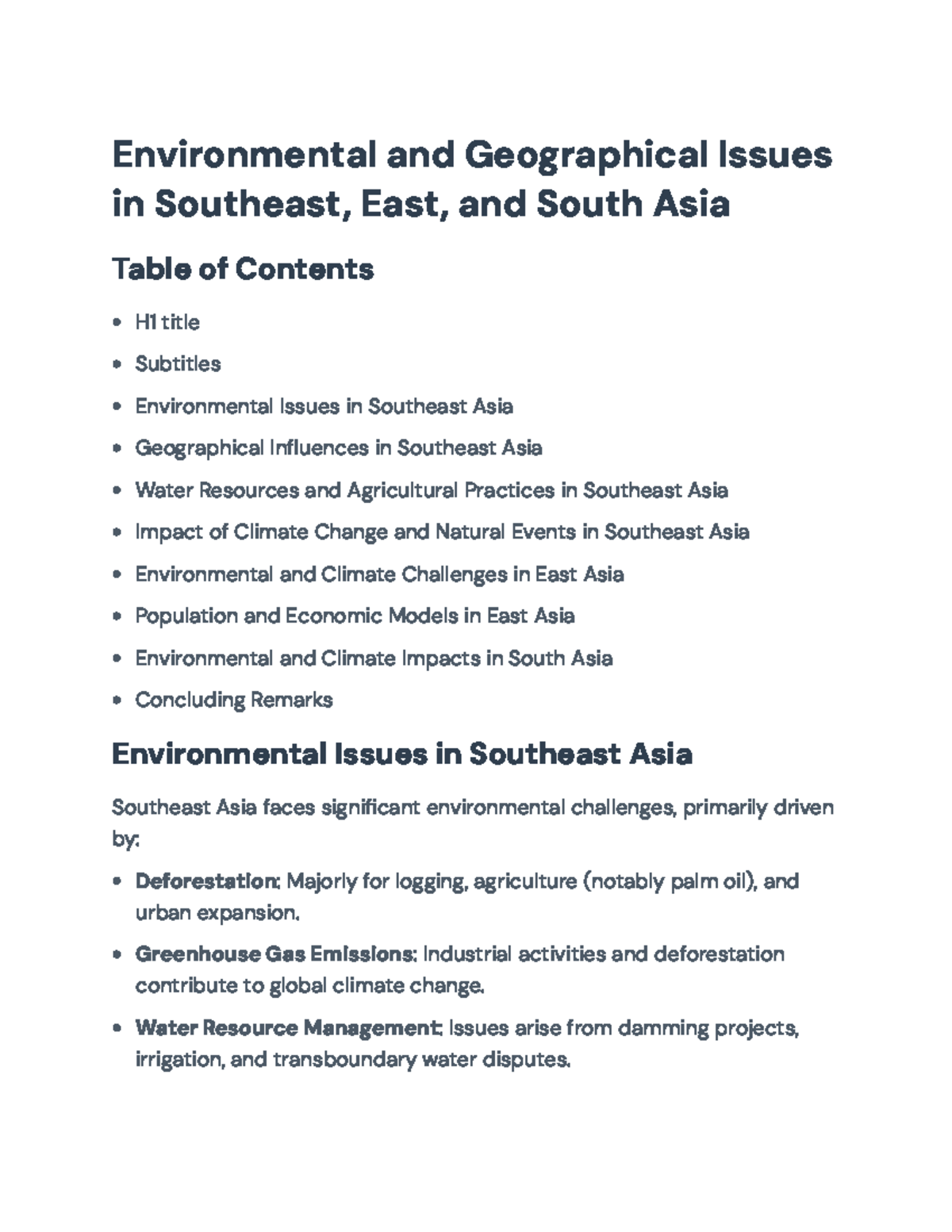 Environmental and Geographical Issues in Southeast, East, & South Asia ...