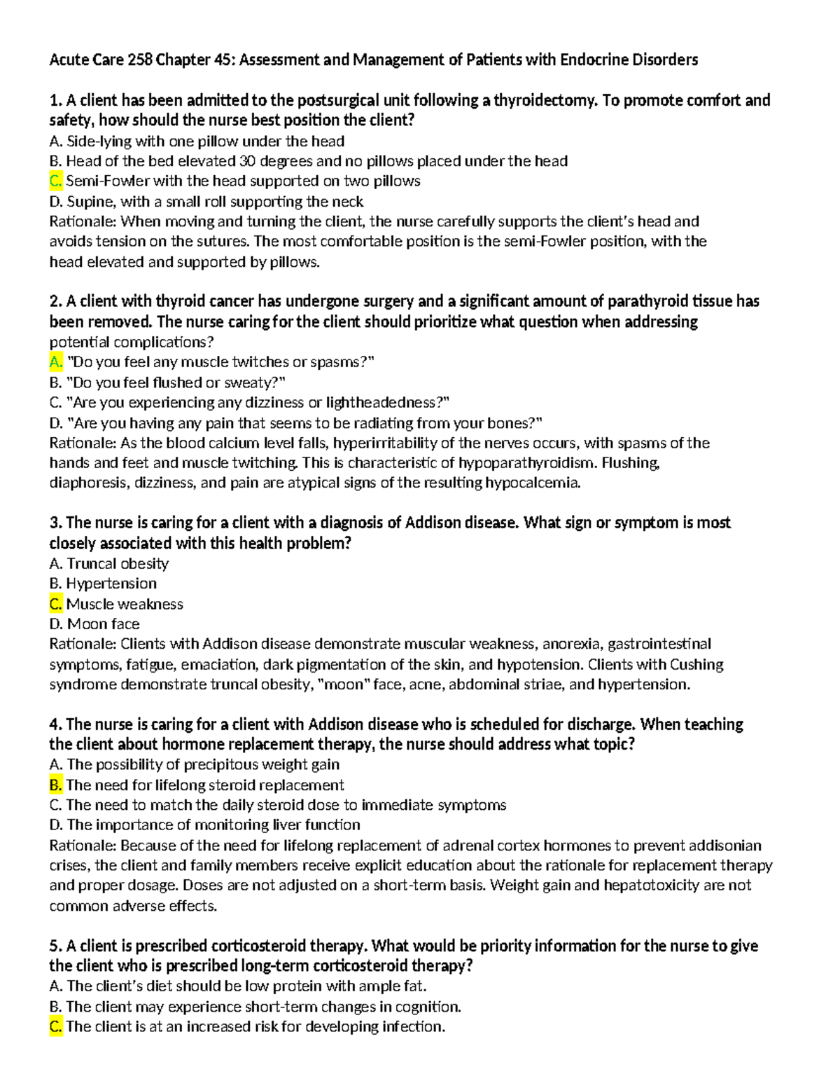 Acute Care 258 Chapter 45 Assessment and Management of Patients with ...