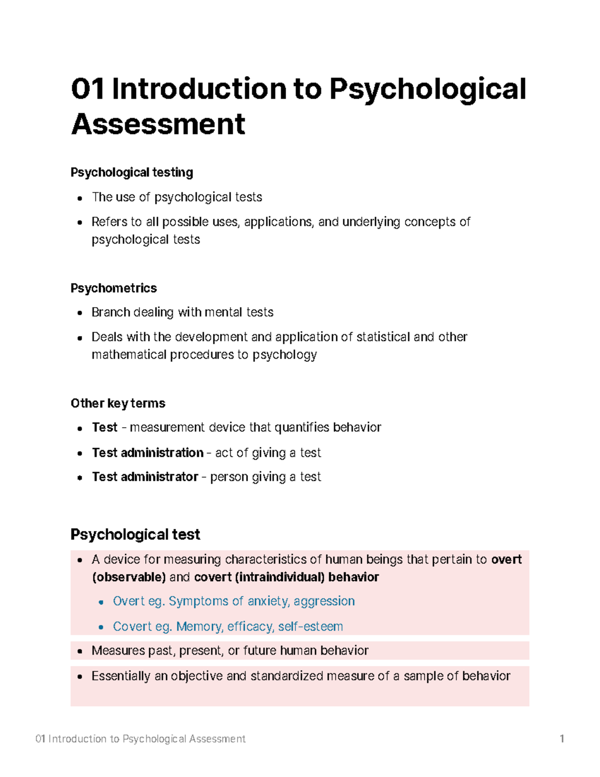 LBY1MEA 01 Introduction to Psychological Assessment - 01 Introduction ...