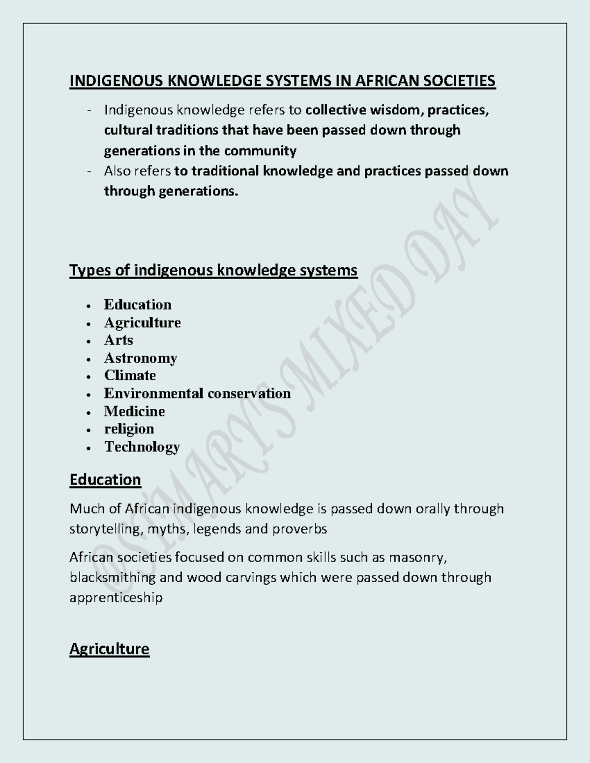 Indigenous Knowledge Systems in African Societies: A Comprehensive ...