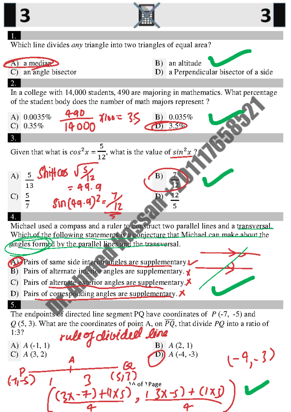 Math 101: Triangle Area Division and Geometry Problems - Studocu