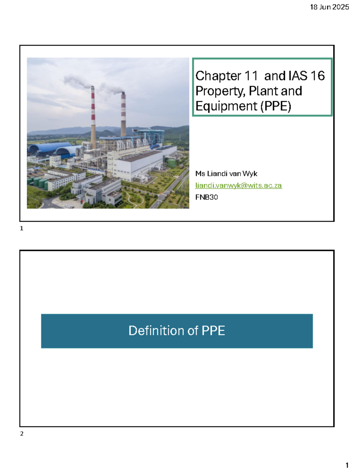 PPE Overview and IAS 16 Insights - FNB30 Chapter 11 Notes - Studocu
