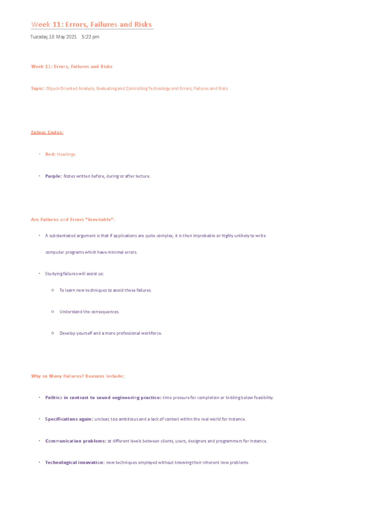 COMP1010 - Week 11 - Errors. Failures and Risks - Week 11: Errors ...