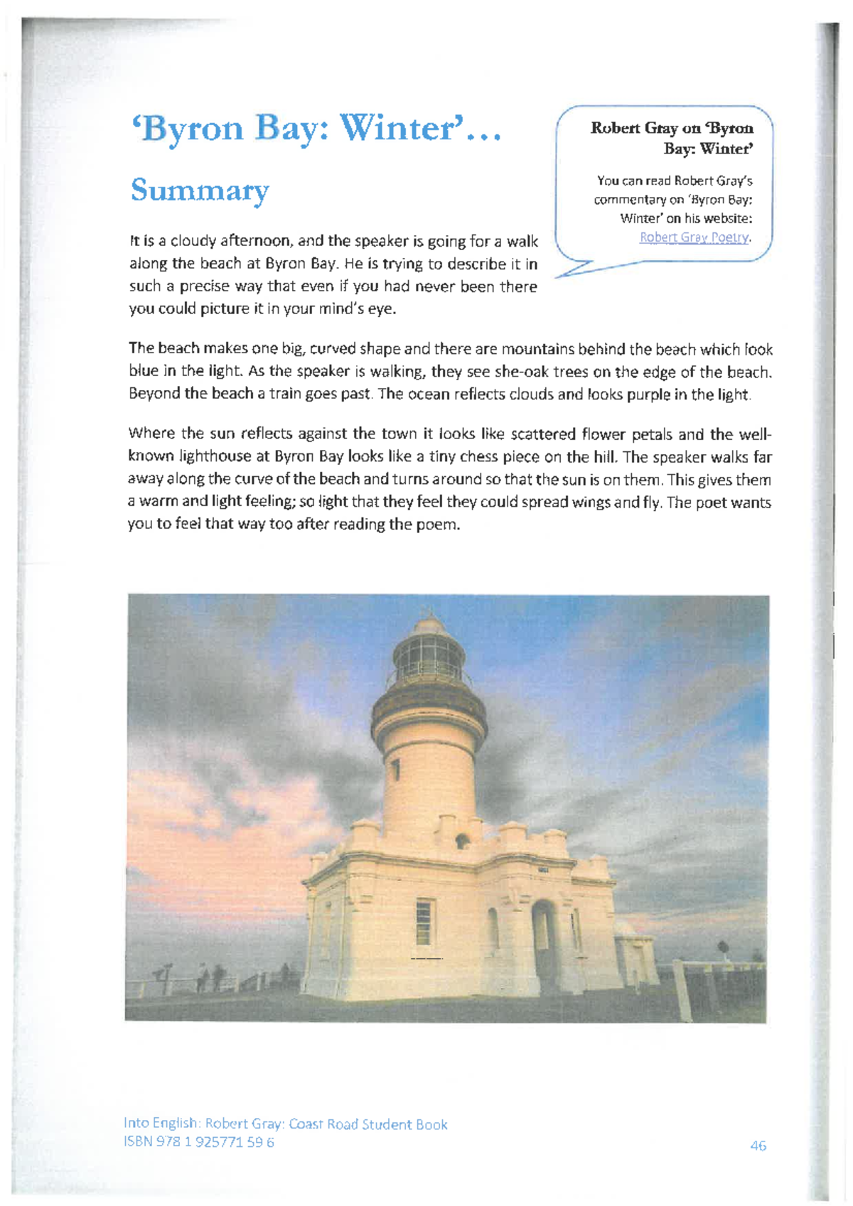 Byron Bay: Robert Gray's Poetic Landscape Analysis - Studocu