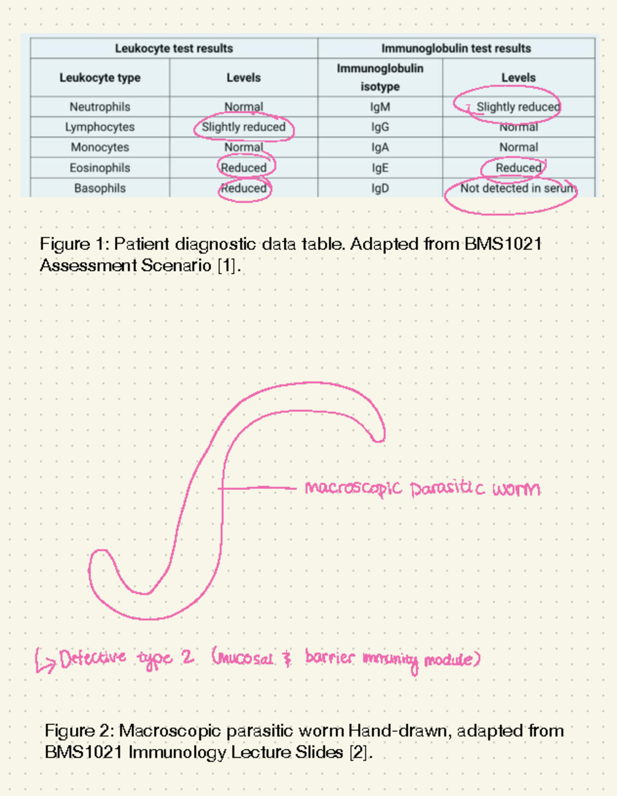 BMS1021 Immunology Lecture Slides: Patient Diagnostic Data & Immune ...