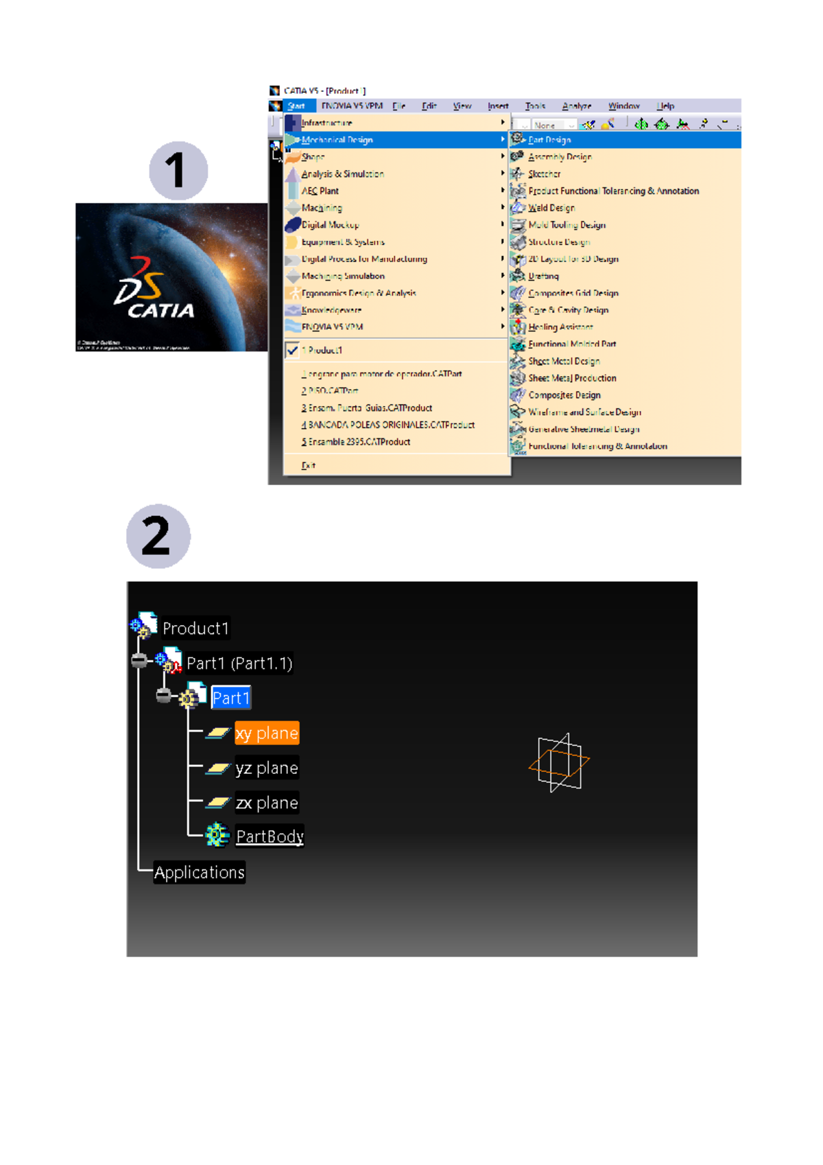 Ingles U2 - .... - CATIA V5 Start ENOVIA V5 VPM File Edit View Insert ...