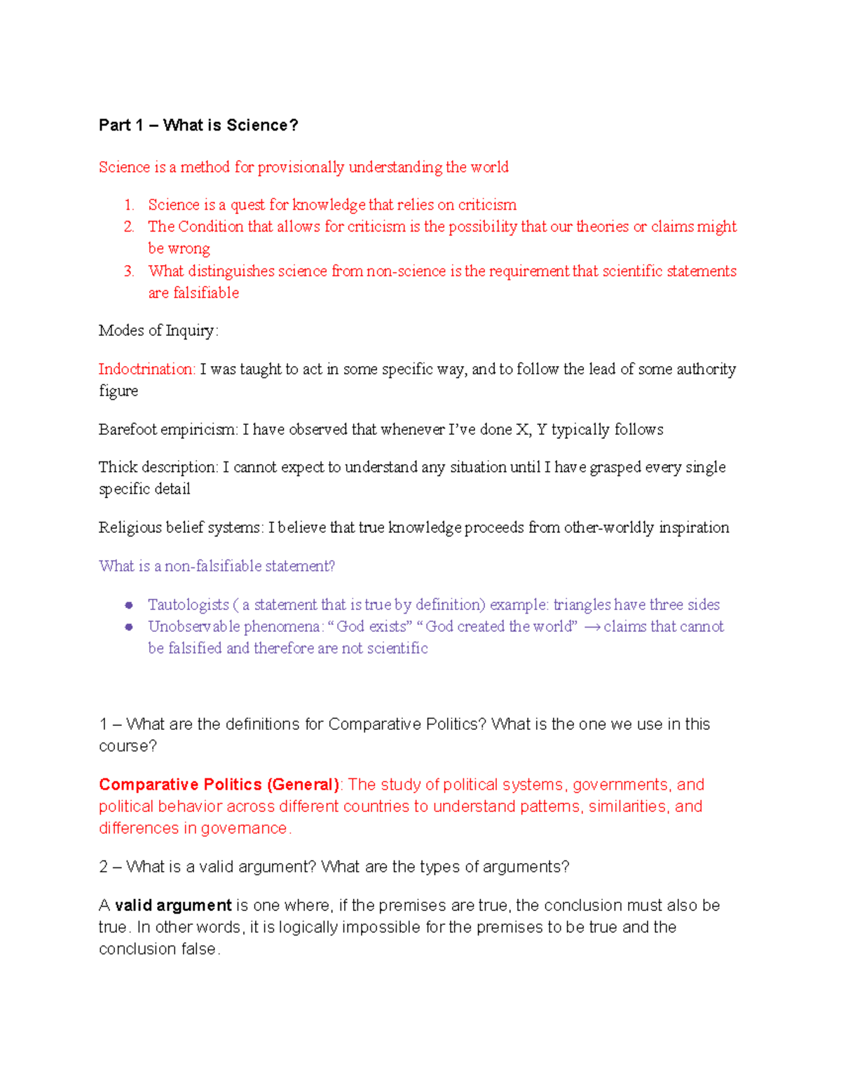 Comparative Politics Study Guide PLSC 103: Key Concepts and Models ...